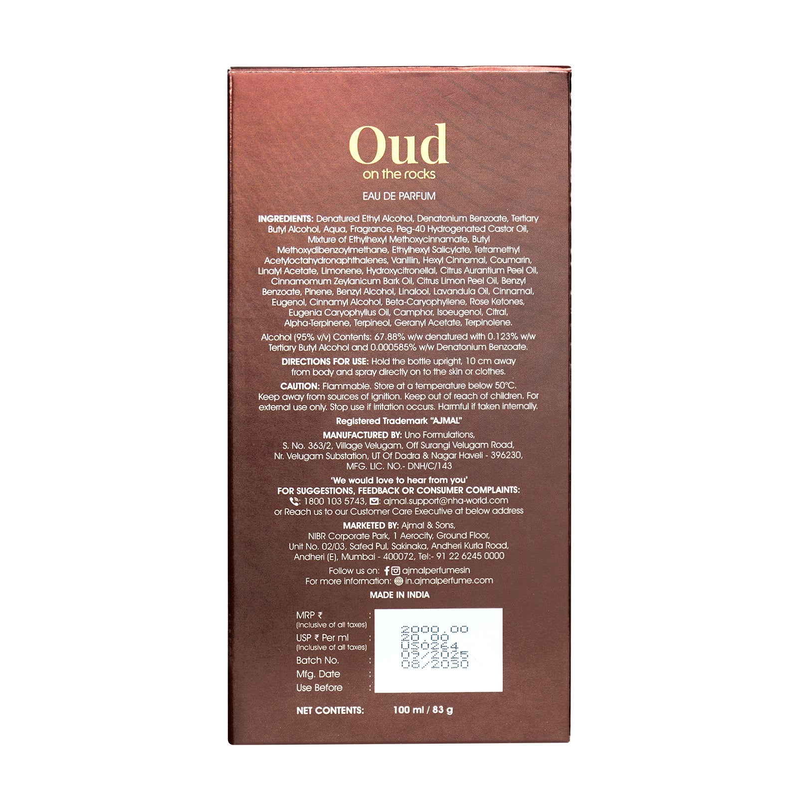 Oud on the Rocks Perfume 100 ML for Men and Women – Ajmal Perfumes India